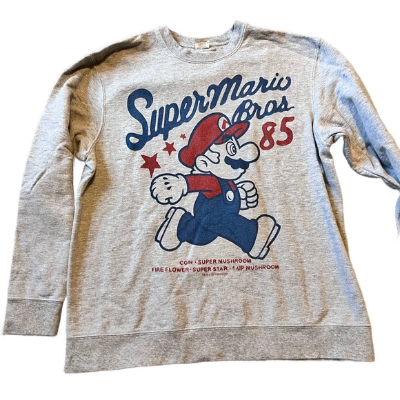 Nintendo | Sweaters | Vintage Super Mario Bros Gray Sweatshirt | Poshmark